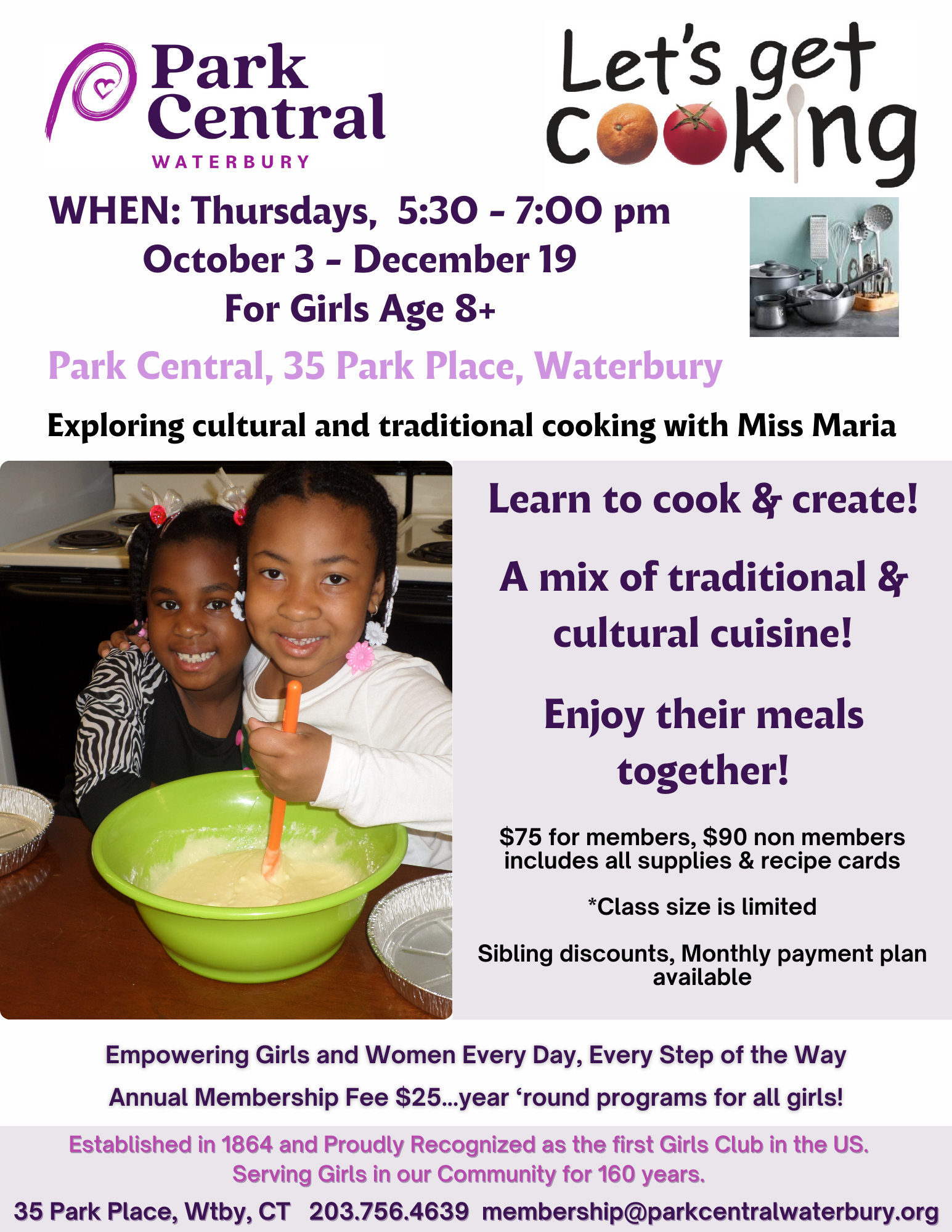 Park Central | Cooking & Baking Classes | Waterbury, CT